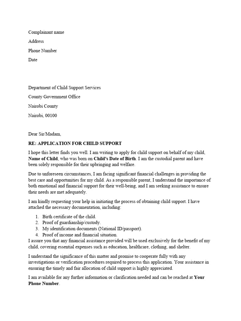 Child Support Application | PDF | Social Science | Wellness