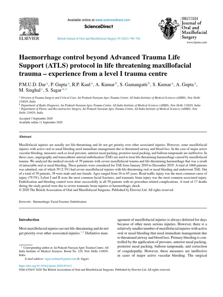 ATLS | PDF | Injury | Bleeding