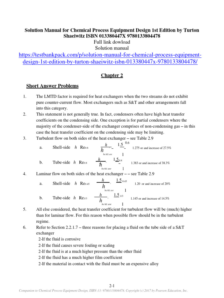 Solution Manual For Chemical Process Equipment Design 1st Edition by ...