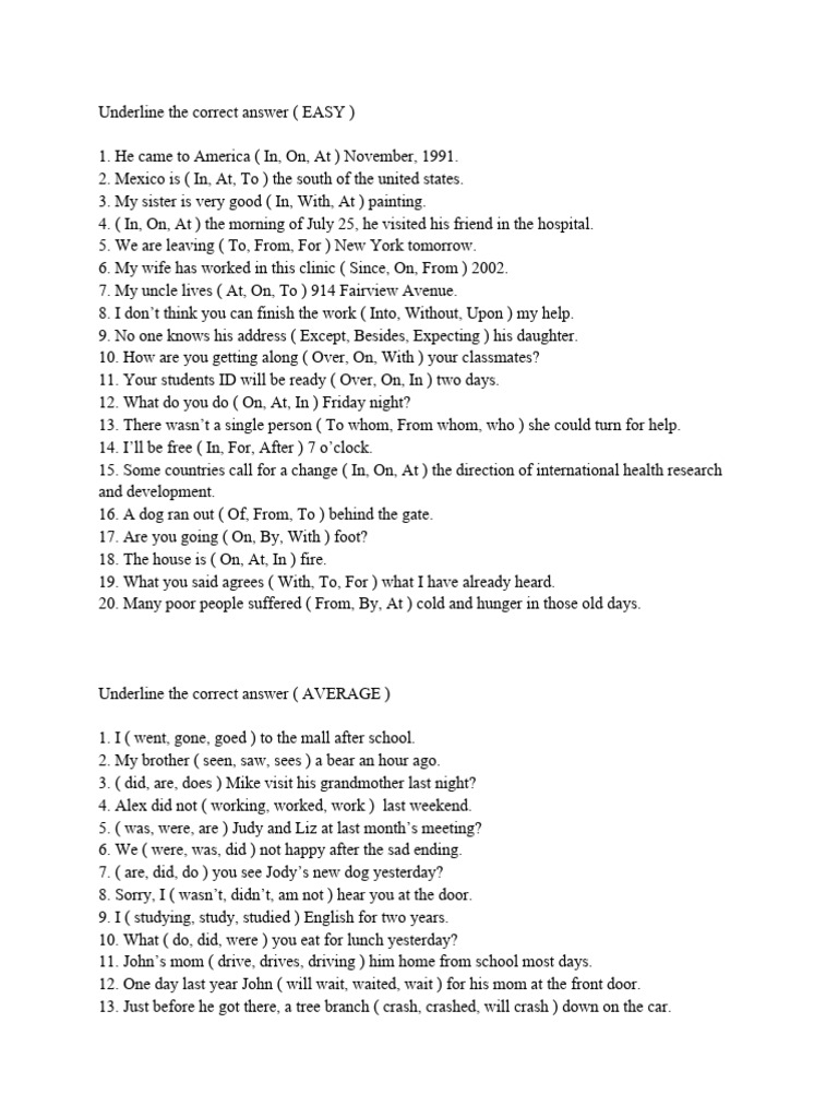 Underline The Correct Answer | PDF