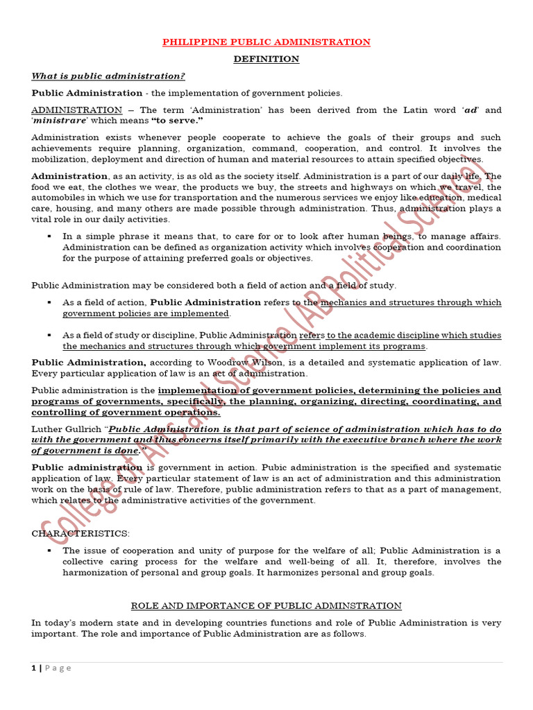 Understanding Philippine Public Administration | PDF | Public Administration | Policy