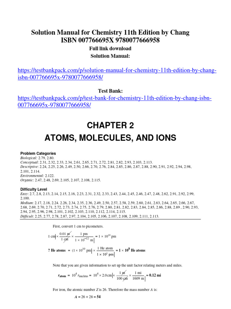 Chemistry 11th Edition Solutions Manual | PDF | Chemical Elements | Proton