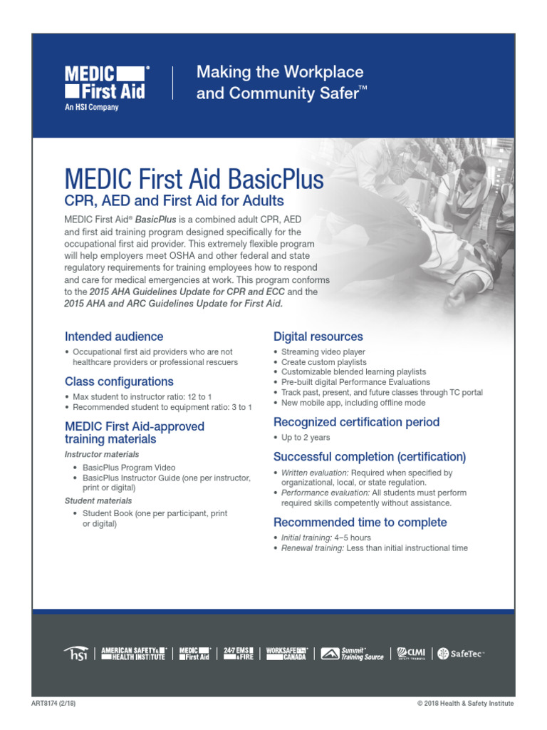 MEDIC BasicPlus CPR, AED and First Aid Specification Sheet | PDF