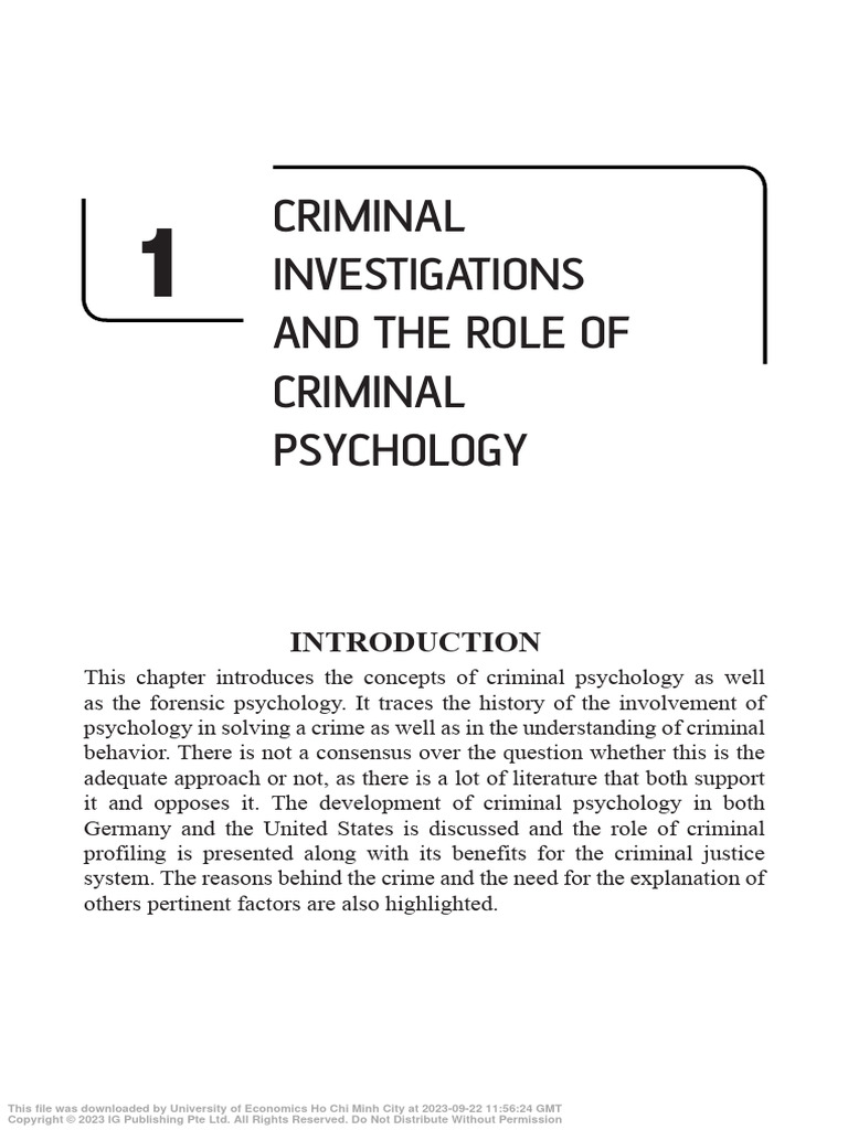 Chapter 1 - Criminal Psychology (p14-37) | PDF | Psychology | Offender ...