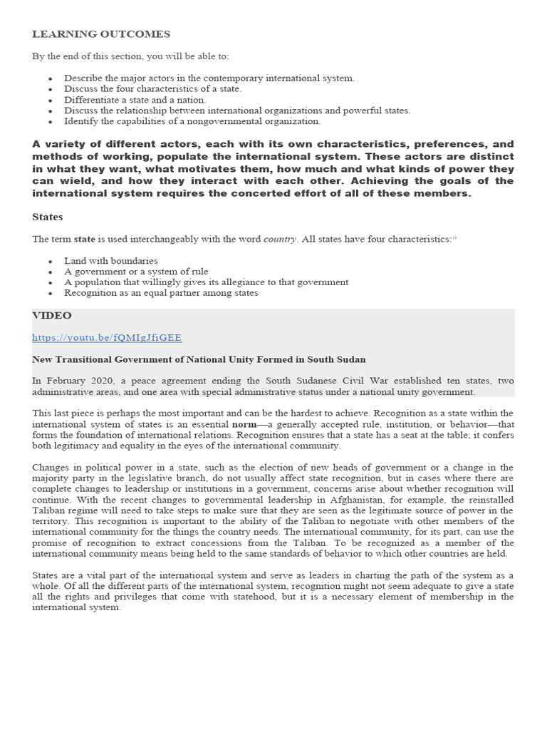 Key Actors in International Relations | PDF | International Monetary ...