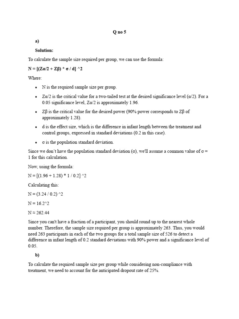 Qno5 A) Solution | PDF | Type I And Type Ii Errors | Sample Size ...