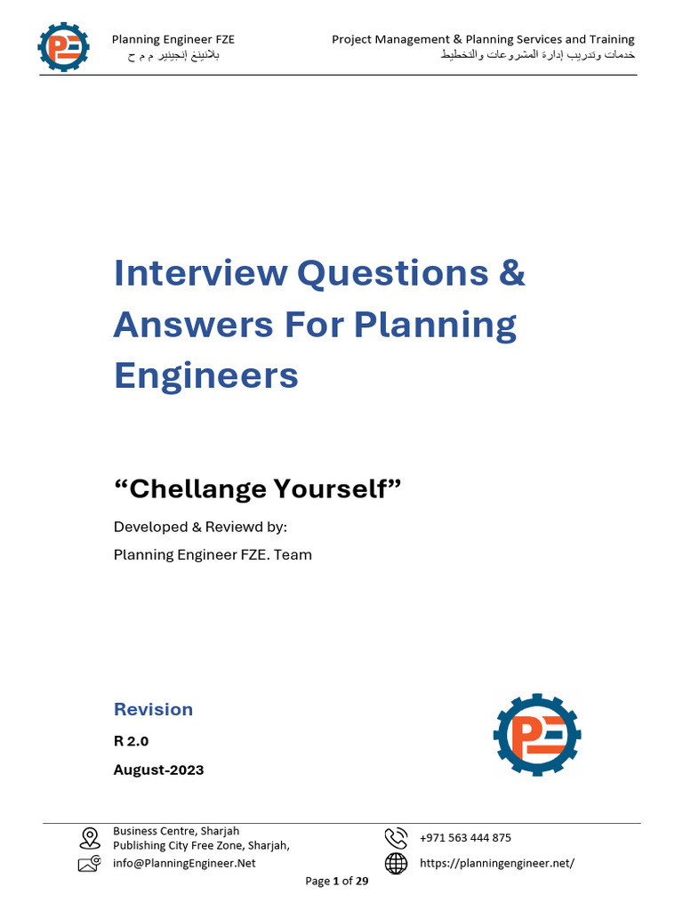 Interview Questions Answers For Planning Engineers R.00 | PDF