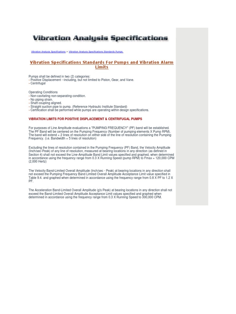 Vibration Analysis Specifications | PDF | Science & Mathematics | Computers