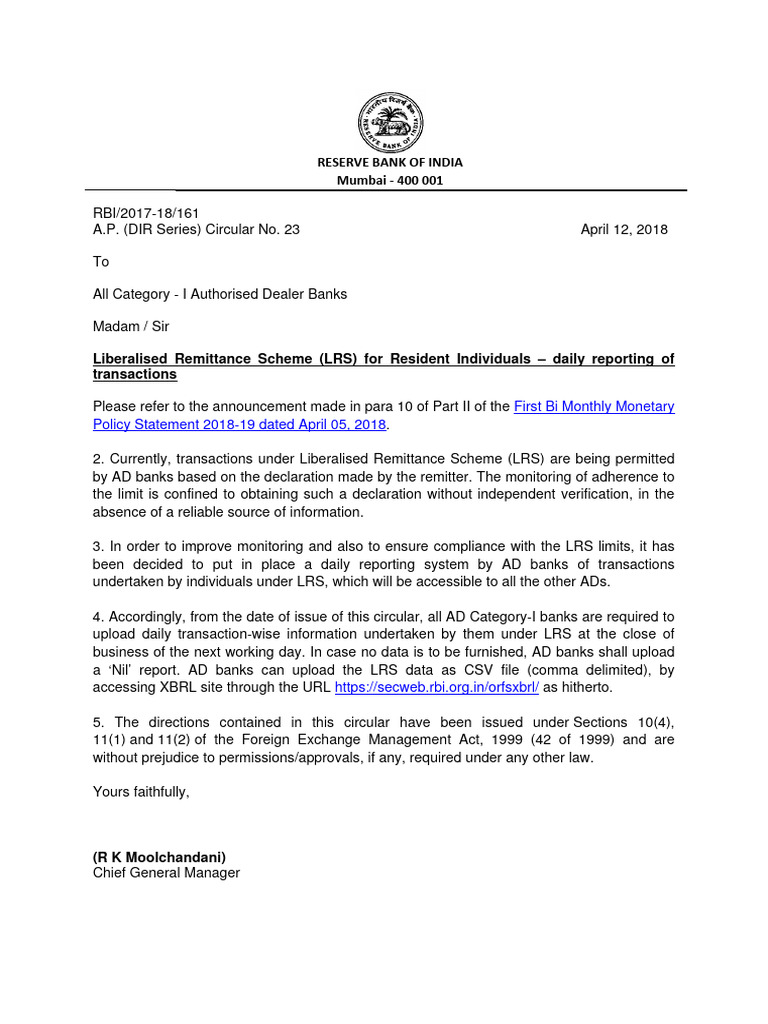 Daily Reporting of LRS Transactions 1 | PDF