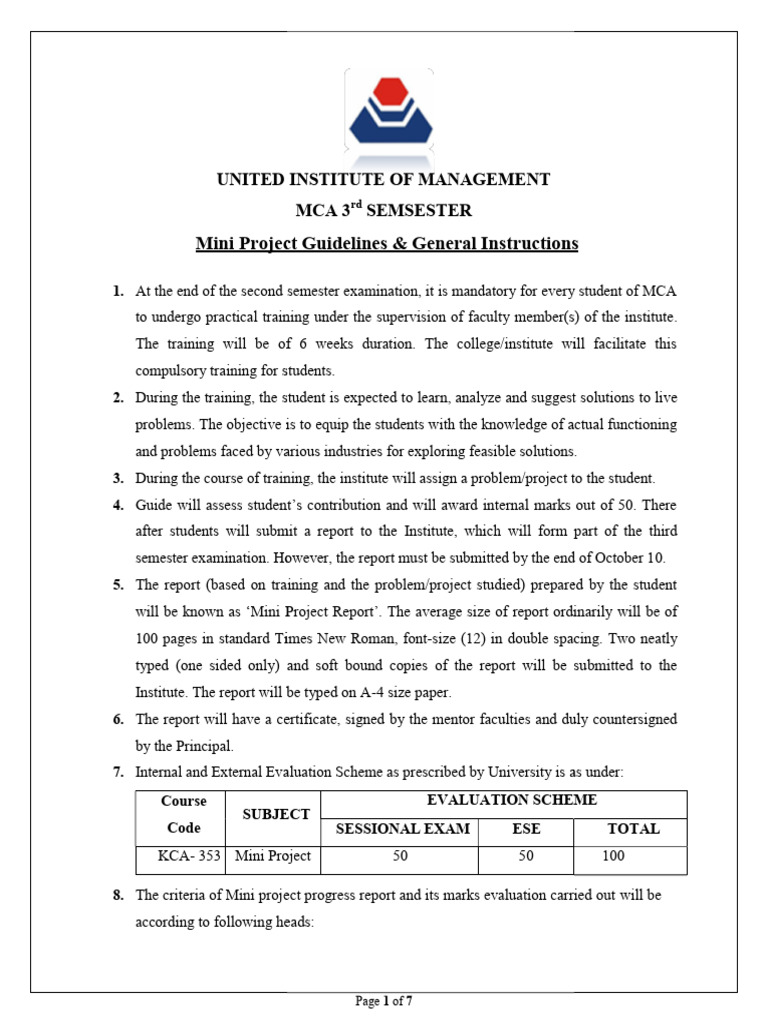 Mini Project Format With Guidelines | PDF