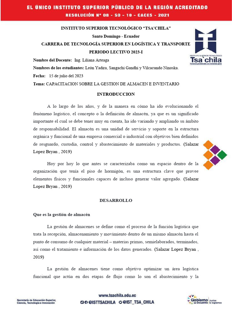 Capacitacion Sobre La Gestion de Almacen e Inventario | PDF ...