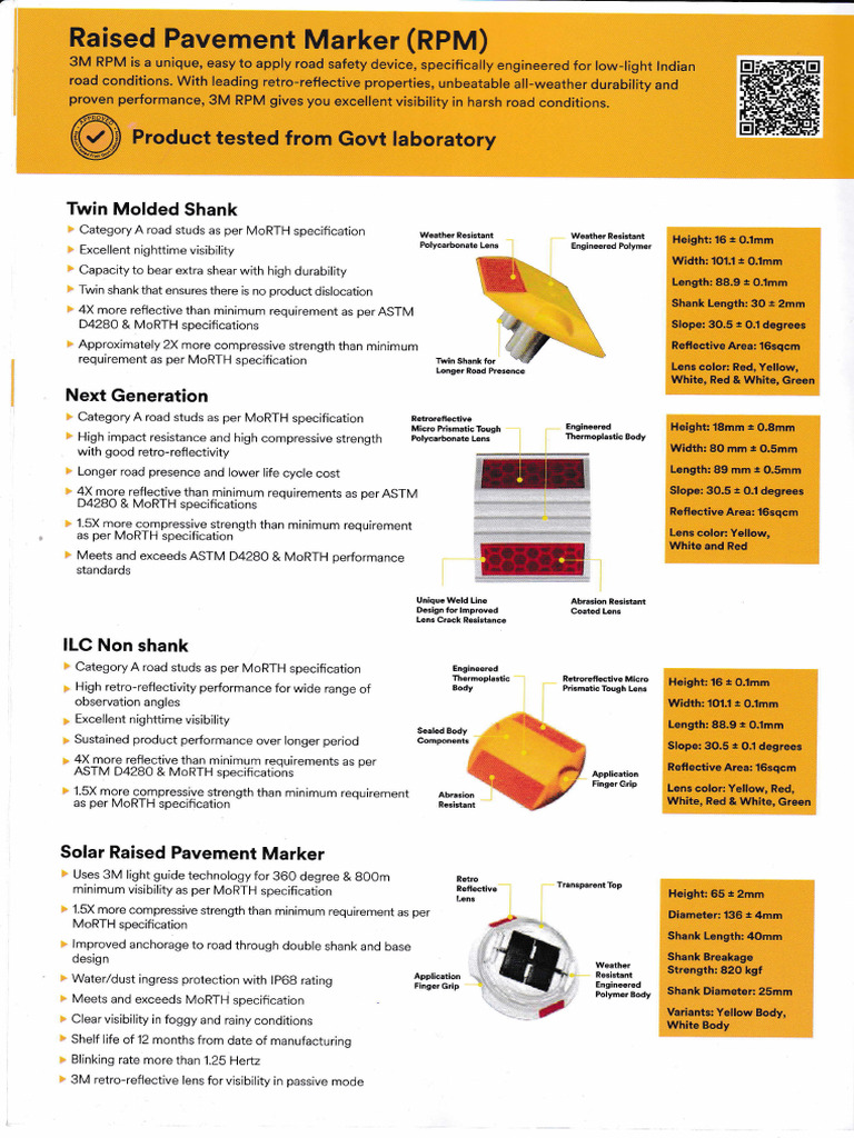 3M Raised Pavement Marker Overview | PDF | Corrosion | Civil Engineering