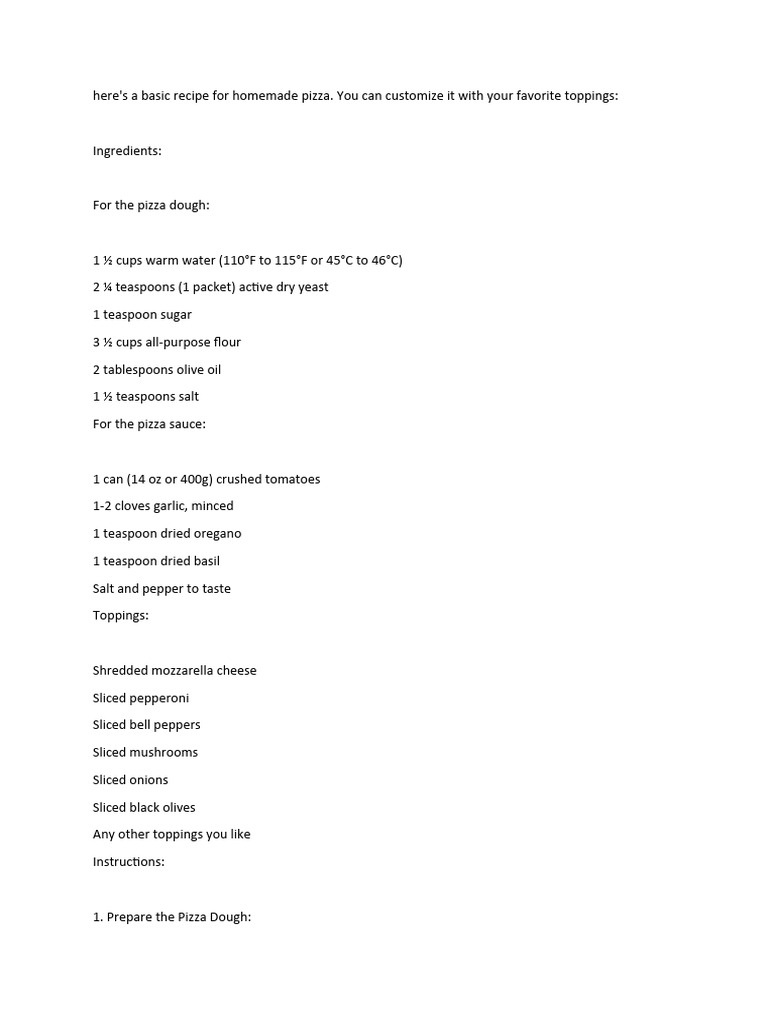 Pizza Recipe | PDF | Pizza | Western Cuisine