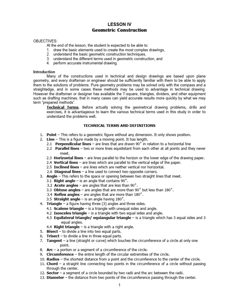 Lesson IV - Geometric Construction | PDF | Circle | Triangle