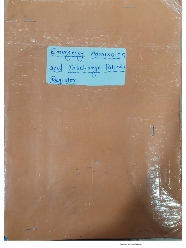 Emergency Admission and Discharge Patient Register | PDF