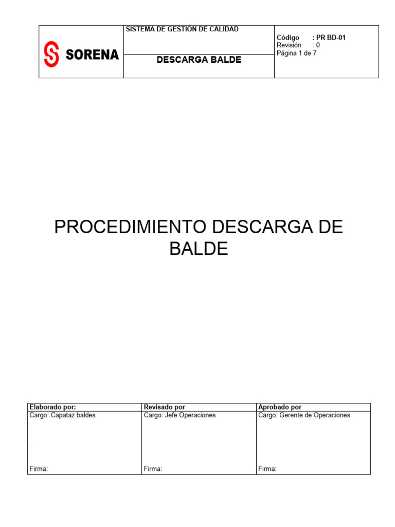 Descarga Balde PR BD-01 | PDF | Sistema de manejo de calidad