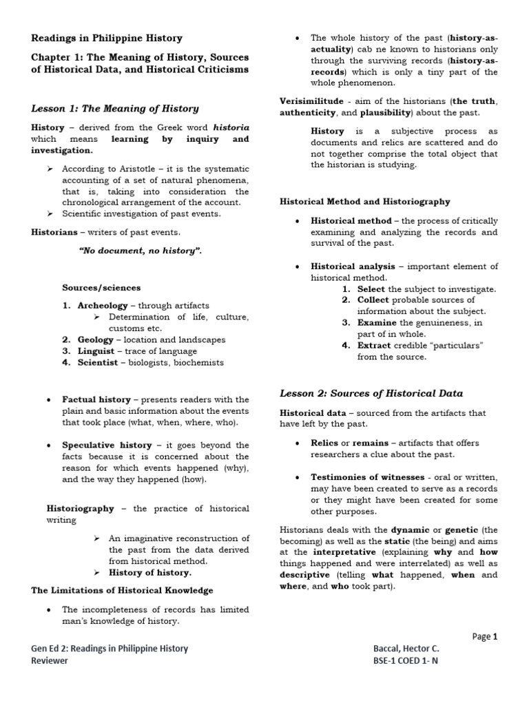 Reviewer GEN ED 2 Readings in Philippine History | PDF | Corazon Aquino | Historiography