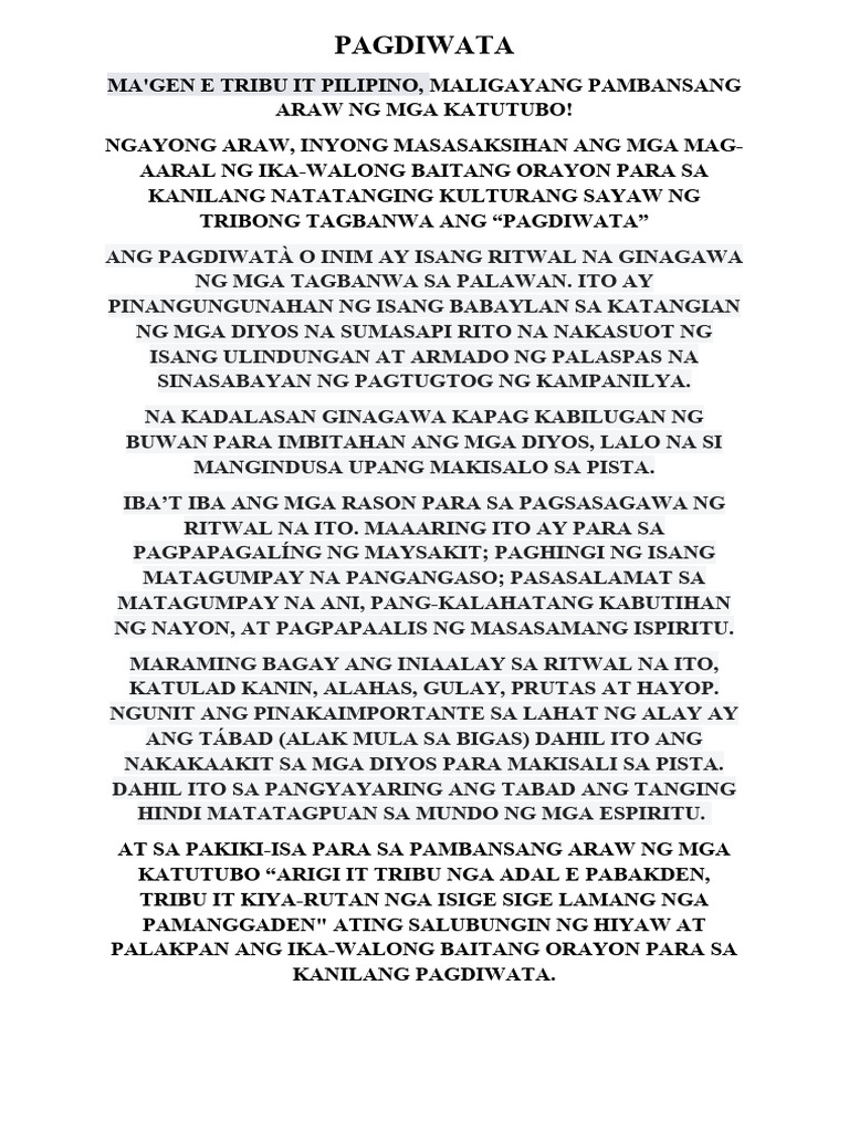 PAGDIWATA | PDF