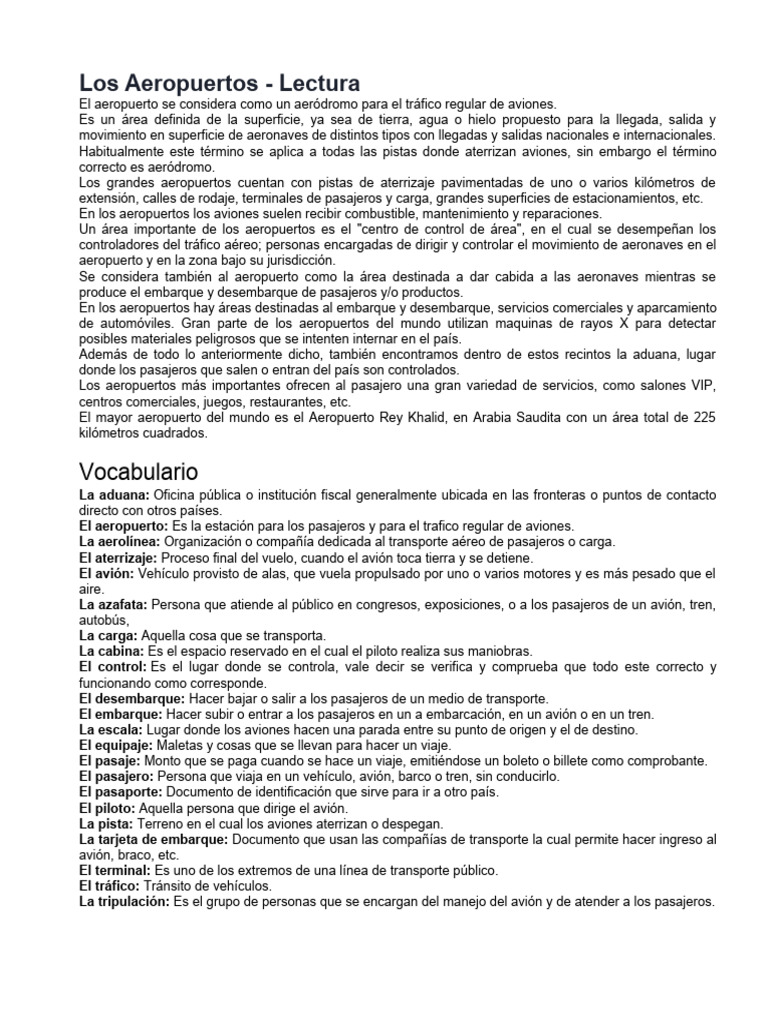 Spanish Readings | PDF | Aeropuerto | Bancos