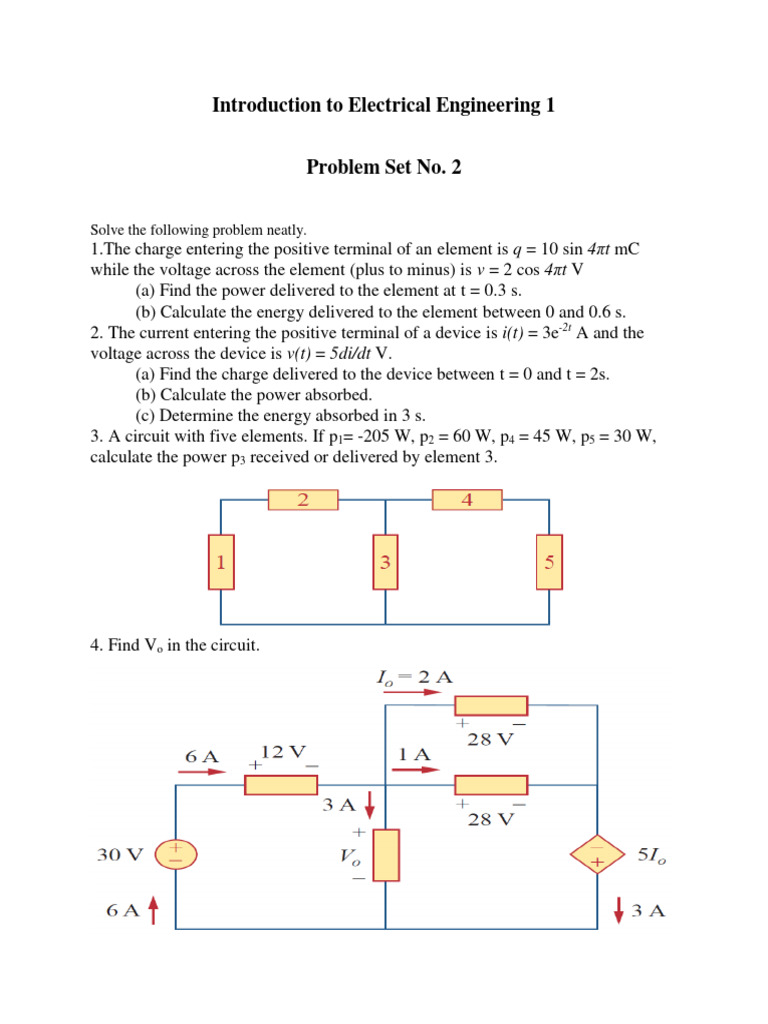 Introduction To Electrical Engineering Problem Set No 2 Pdf
