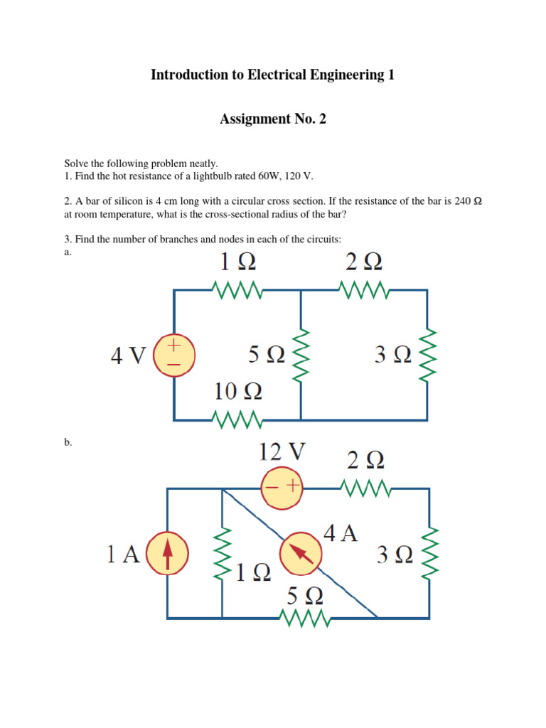 Introduction To Electrical Engineering Assignment No. 2 | PDF | Science & Mathematics