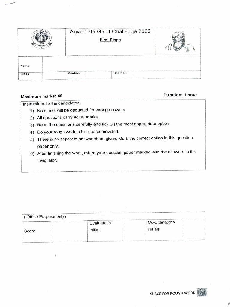 Aryabhatt Ganit Chalenge Last Year Question Paper | PDF | Area ...