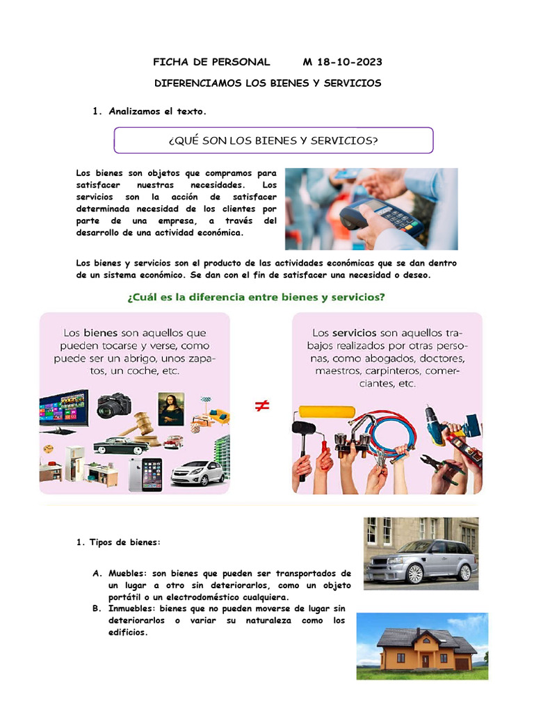 Ficha Mier 18 Ps Bienes y Servicios | PDF | Bienes | Sistema económico