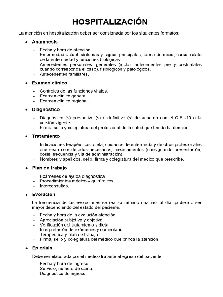 Formato de Hospitalización | PDF