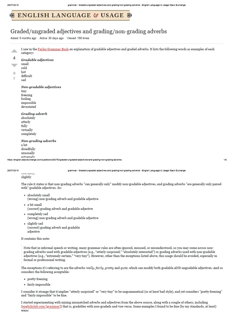 Grammar - Graded - Ungraded Adjectives and Grading - Non-Grading Adverbs - English Language ...