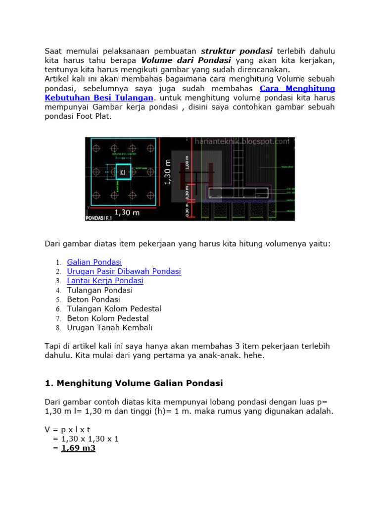 Contoh Perhitungan Rab Pondasi | PDF