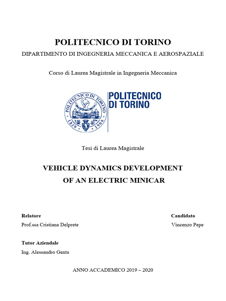 Electric Minicar Dynamics Thesis | PDF | Simulation | System