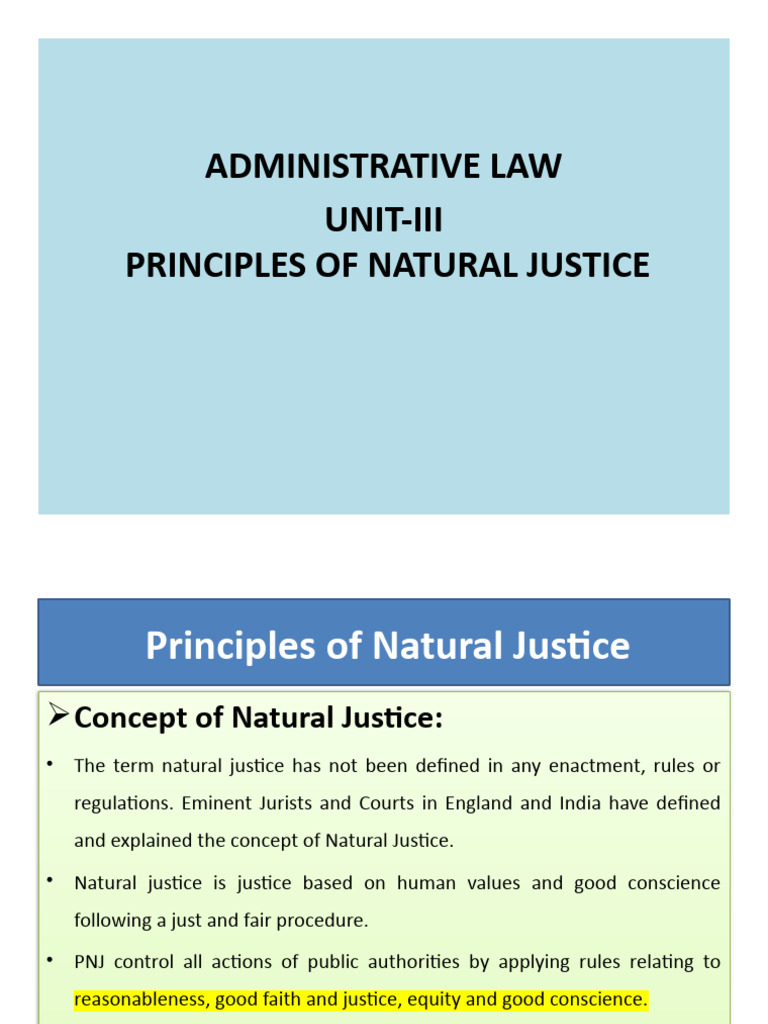 Al Unit 3 Principles of Natural Justice | PDF | Justice | Crime & Violence
