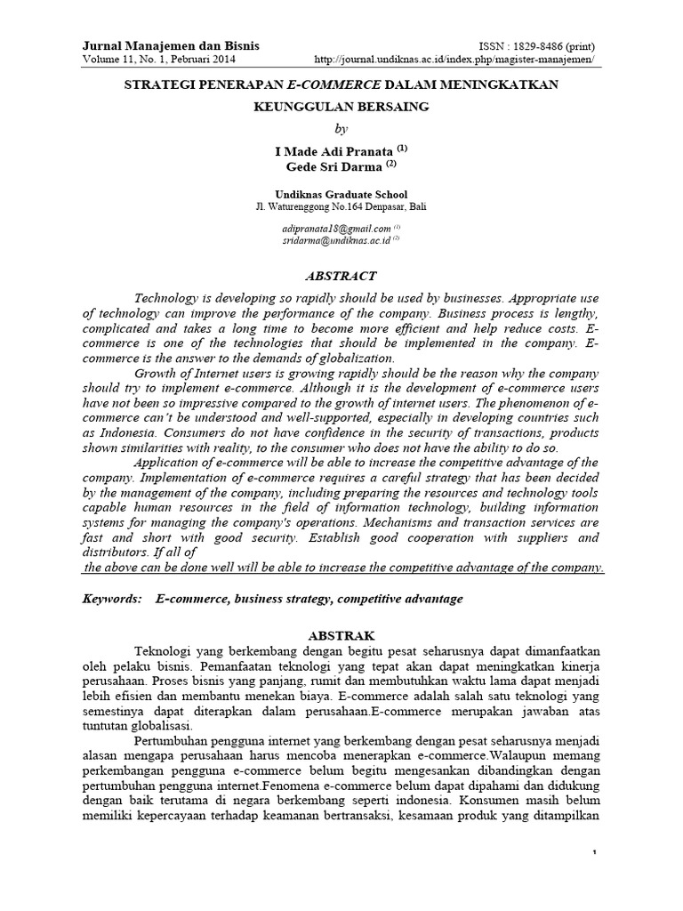 Strategi Penerapan E-Commerce Dalam Meningkatkan Keunggulan Bersaing | PDF | Business ...