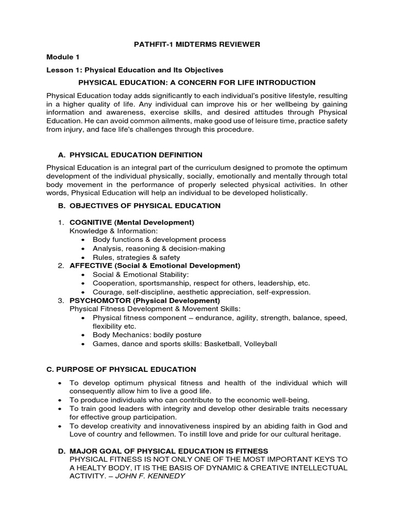 Pathfit 1 Midterms Reviewer | PDF