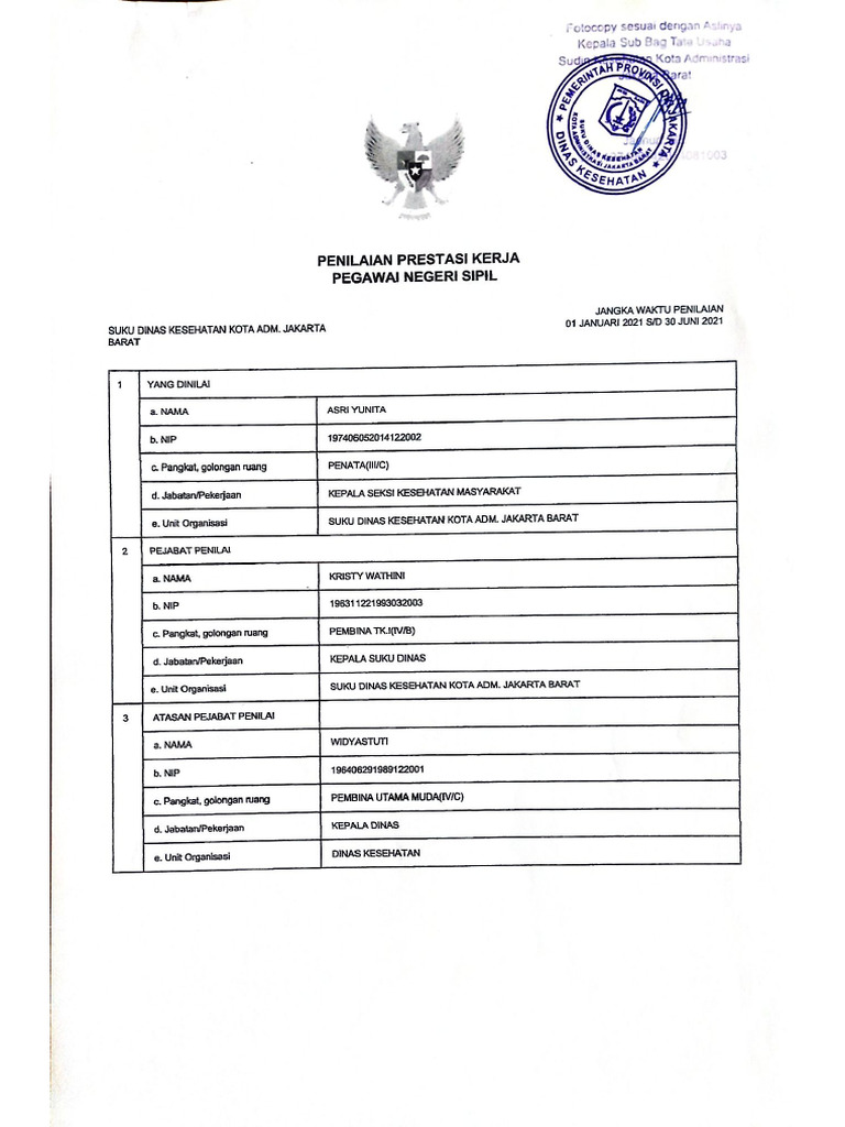 Legalisir SKP 2021-2022 Dr. Asri Yunita | PDF