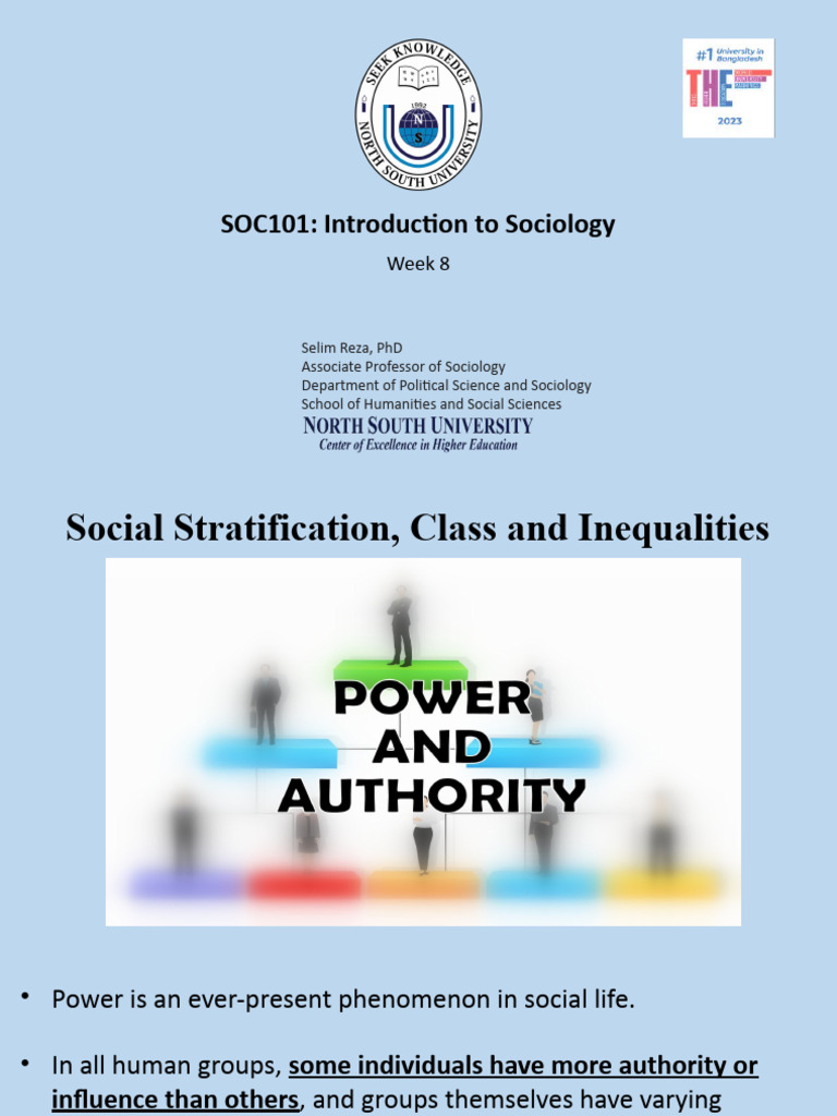 SOC101 Lecture Slides Week 8 | PDF | Social Status | Social Stratification
