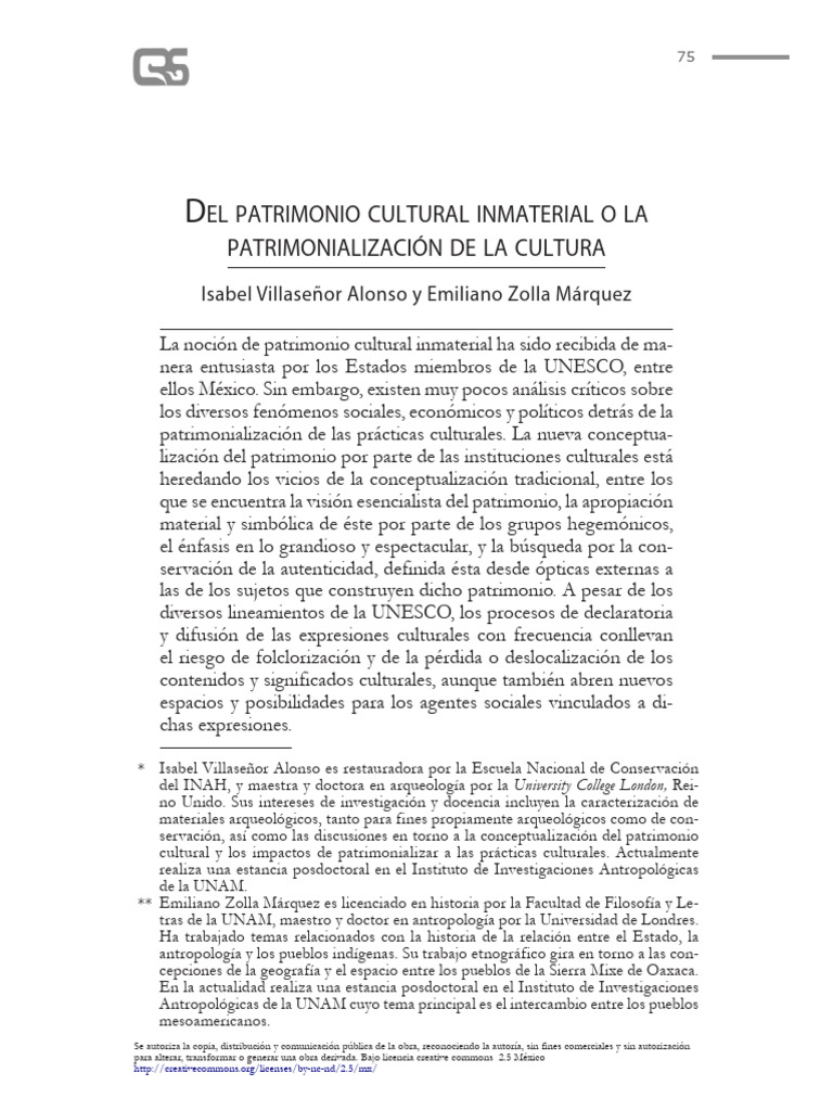 Villasenor Zola Patrimonio Inmaterial | PDF | Bienes (Ley) | Turismo