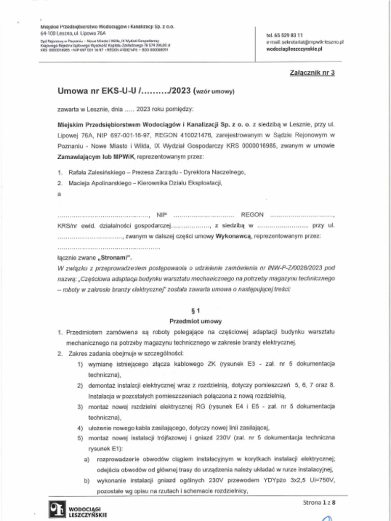 Zał. NR 3 Wzór Umowy | PDF