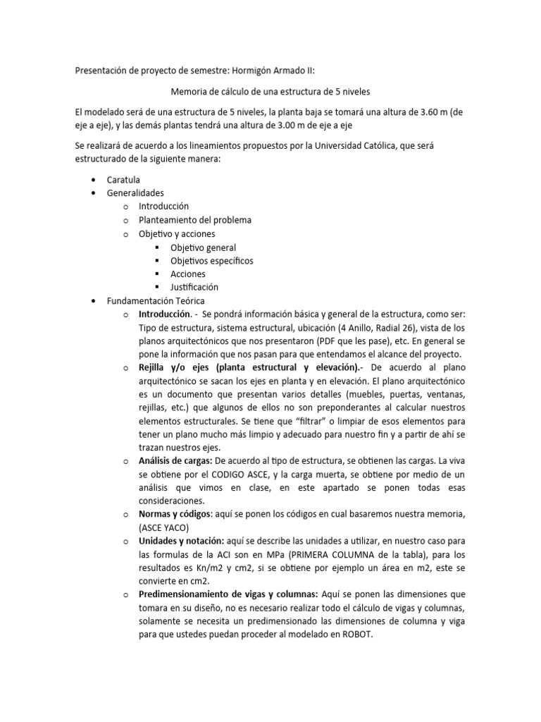 Presentación de proyecto de semestre ESTRUCTURAS DE HORMIGON ARMADO II | PDF