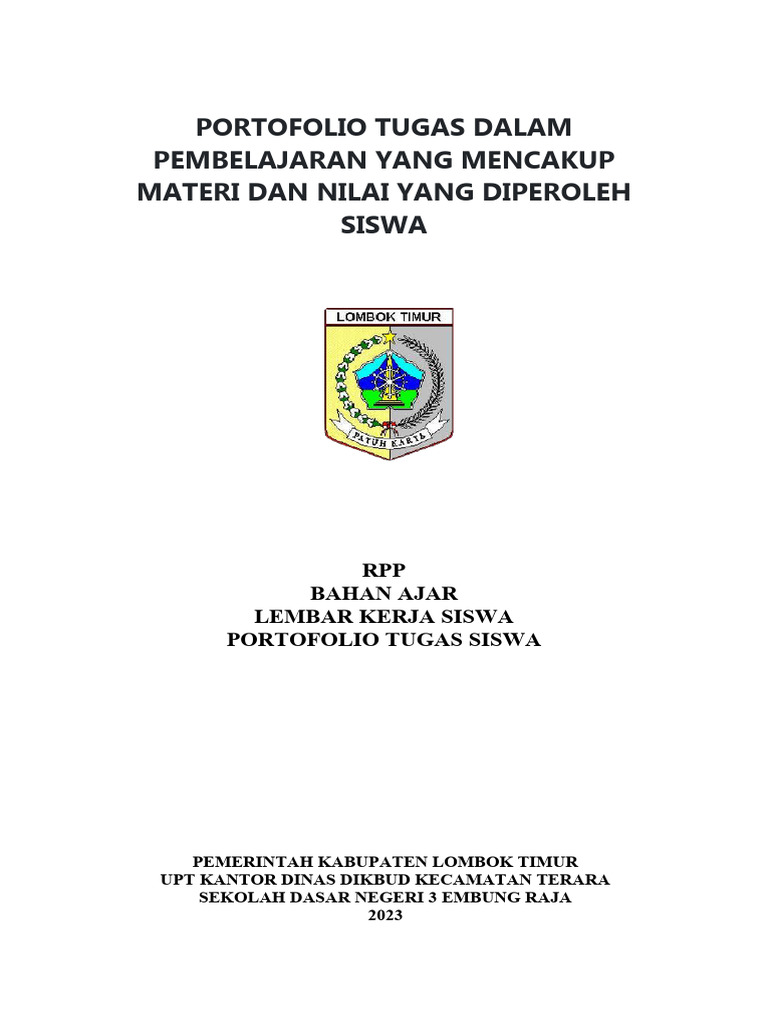 Portofolio Tugas Dalam Pembelajaran Yang Mencakup Materi Dan Nilai Yang ...