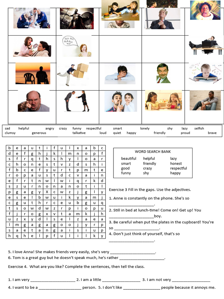 Describing People Personality Appearance Worksheet Templates Layouts ...
