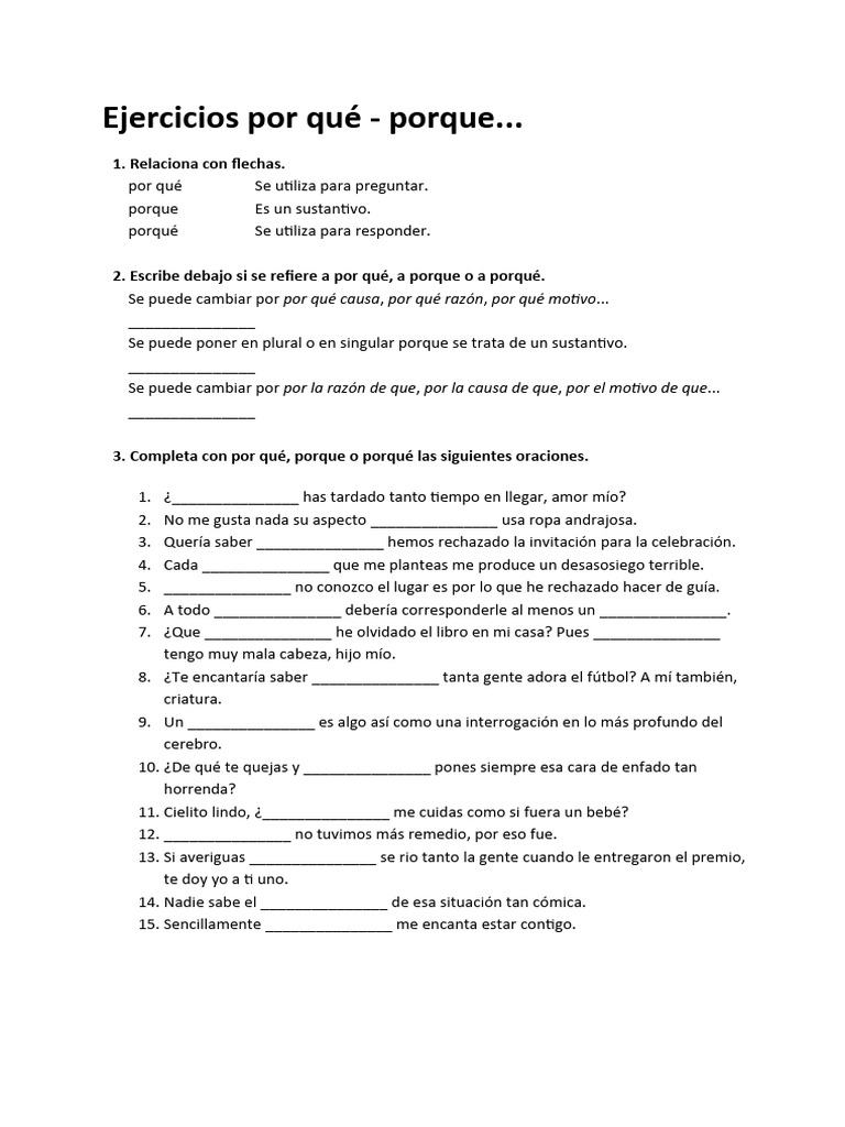 Porque, Por Que, Por Qué, Porqué | PDF