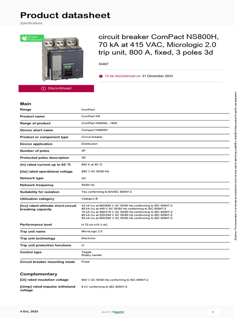 Compact NS - 630A - 33467 | PDF | Alternating Current | Electronics
