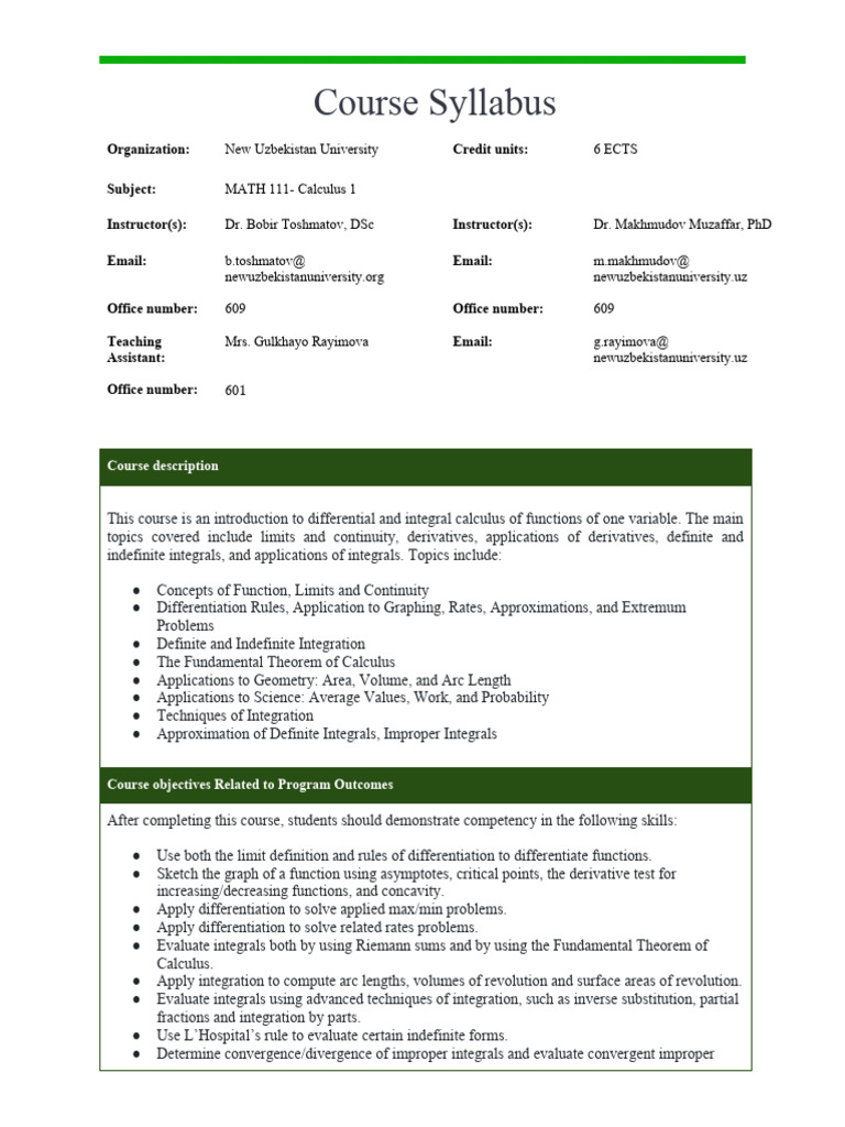MATH 111 Calculus 1 4 | PDF | Integral | Calculus