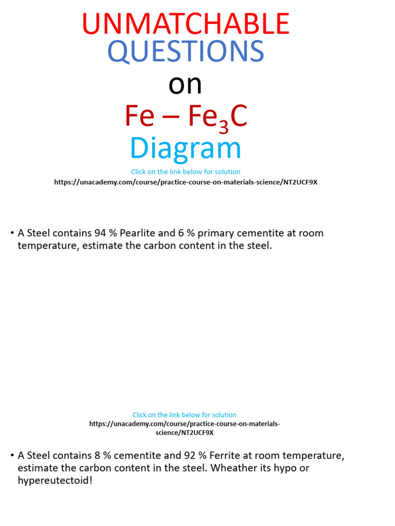 Fe - Fe3c Diagram Lever Rule Questions | PDF