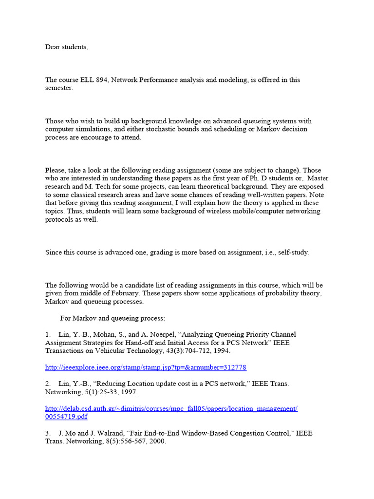 Network Performance Analysis and Modeling | PDF | Teaching Methods & Materials | Computers