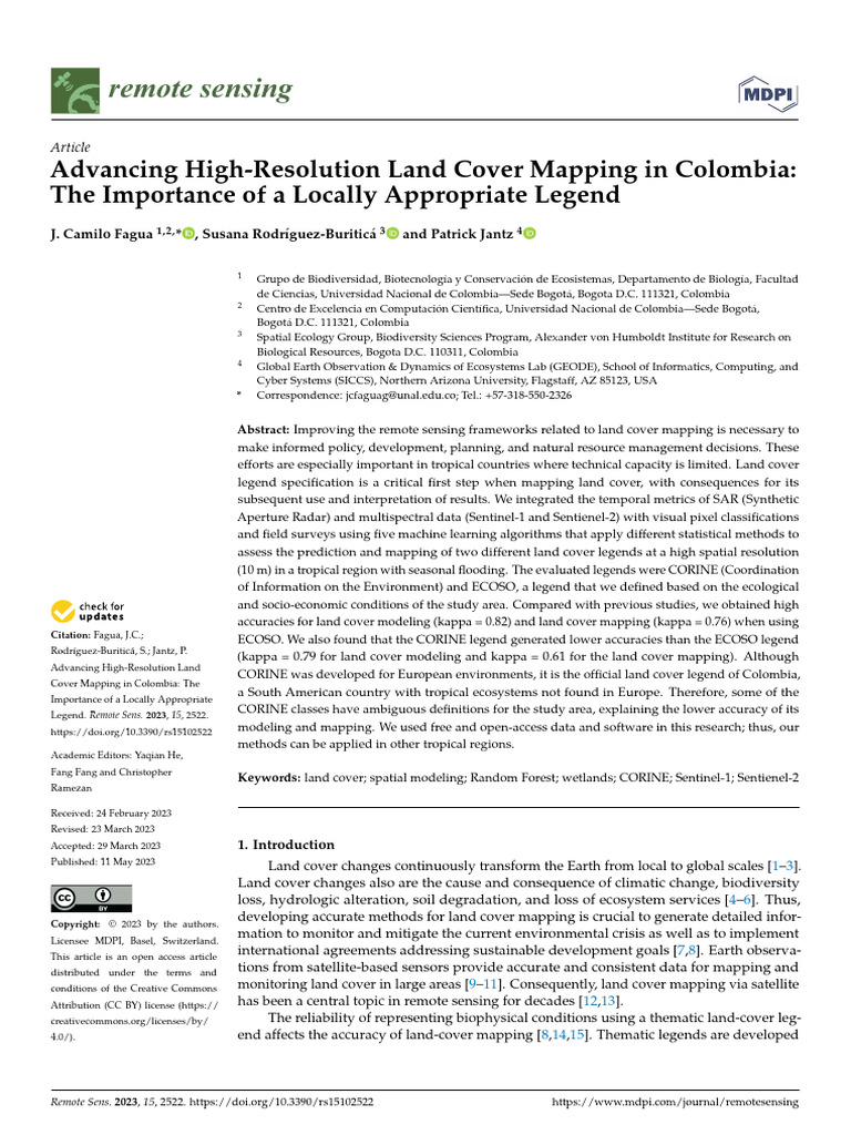 Advancing High Resolution Land Cover Mapping In Co Pdf
