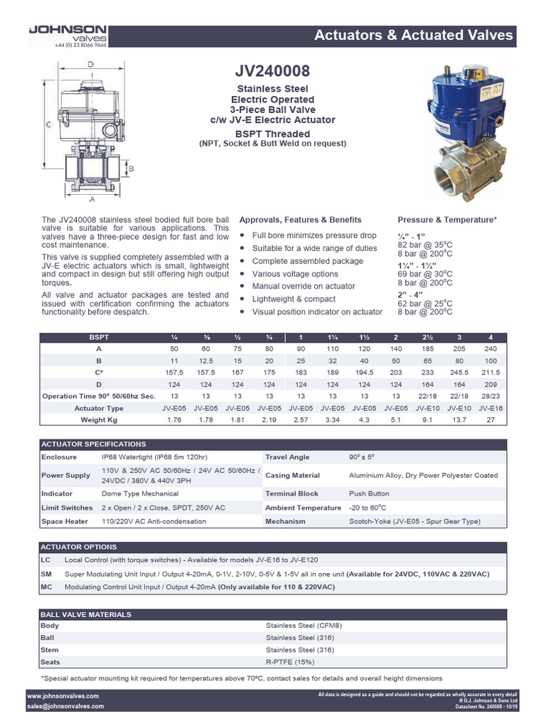 Johnson Motorized Valve Threaded | PDF