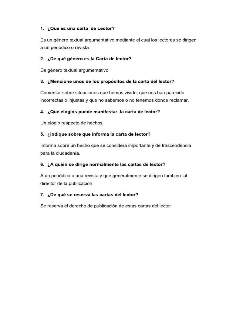 Qué Es Una Carta de Lector | PDF
