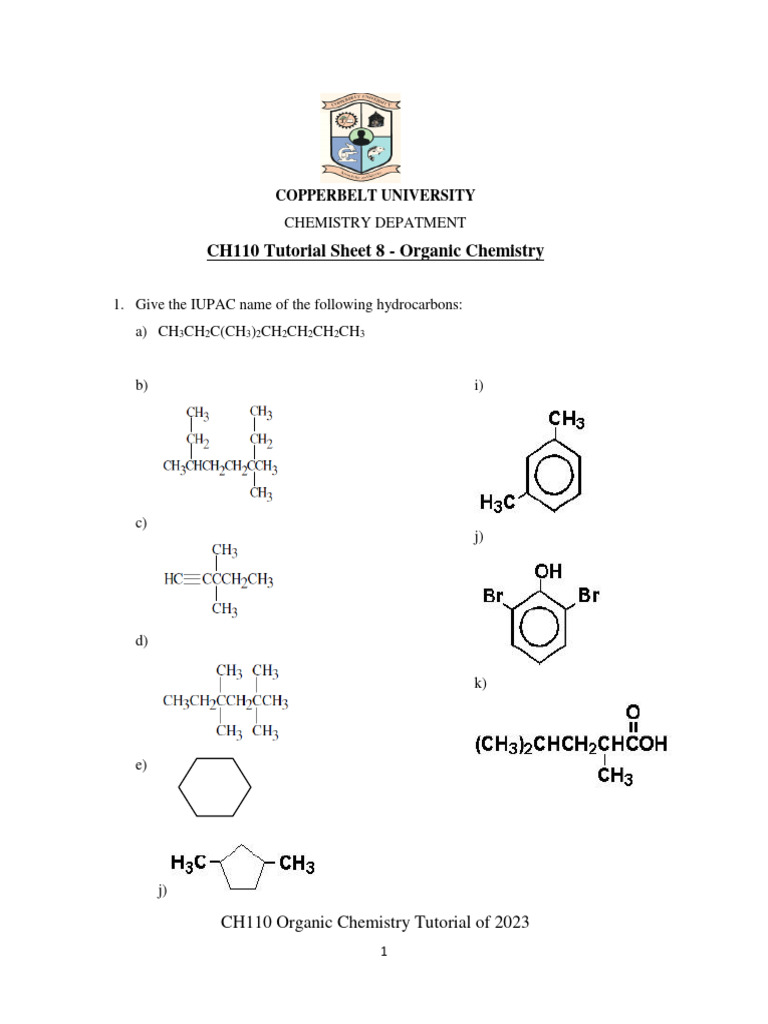 CH110 Organic Chemistry Tutorial 2023 | PDF | Ester | Aldehyde
